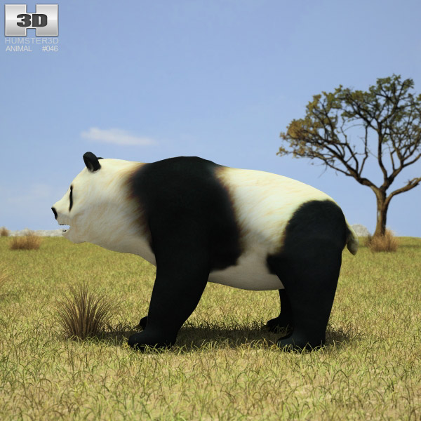 Panda Low Poly 3D model - Download Mammals on 3DModels.org