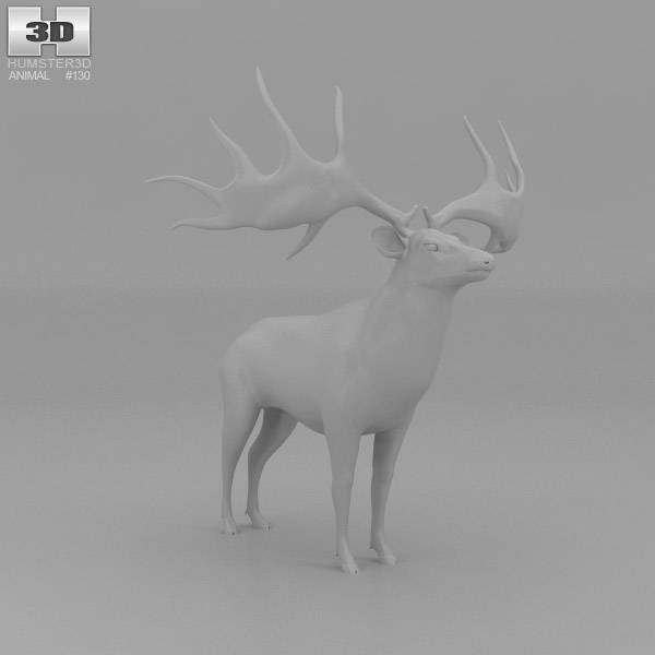 Irish Elk Low Poly 3D model - Download Mammals on 3DModels.org