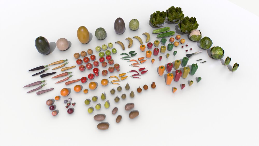 Fruits and Vegetables Pack 3D model - Download Fruit on 3DModels.org