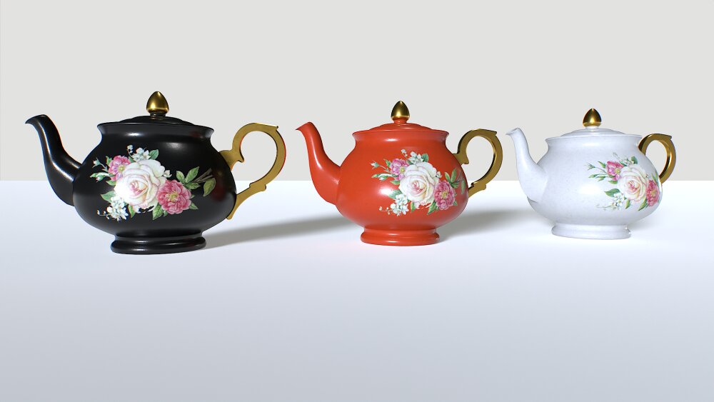 Floral Teapot Pack 3D model - Download Tableware on 3DModels.org