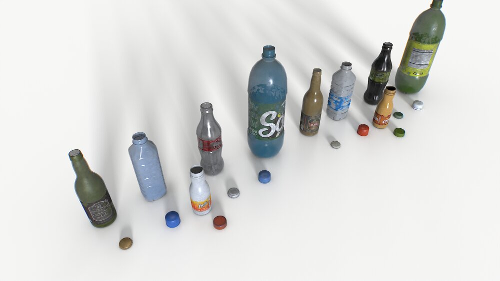 Plastic Bottles Trash Junk Set 3D model - Download Bottles, Cans on ...