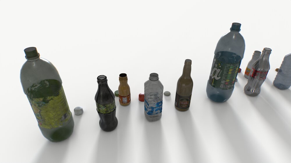Plastic Bottles Trash Junk Set 3D model - Download Bottles, Cans on ...