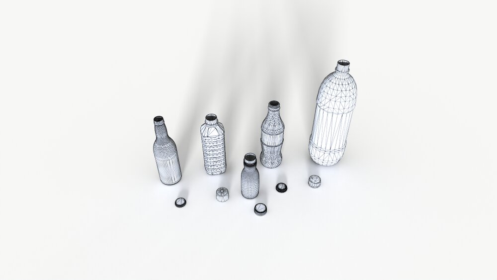 Plastic Bottles Trash Junk Set 3D model - Download Bottles, Cans on ...