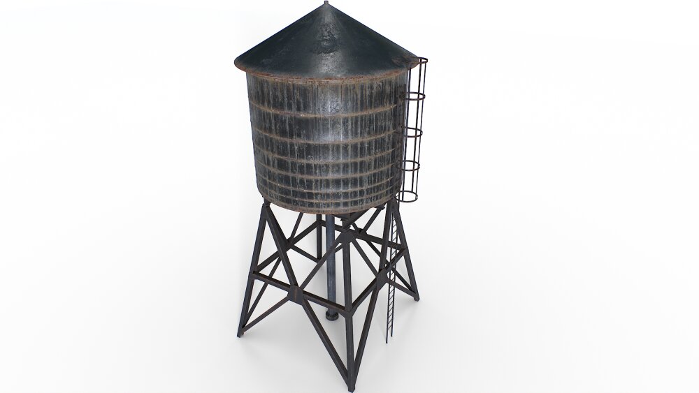 Vintage Rooftop Water Tower 3D model - Download Infrastructure ...