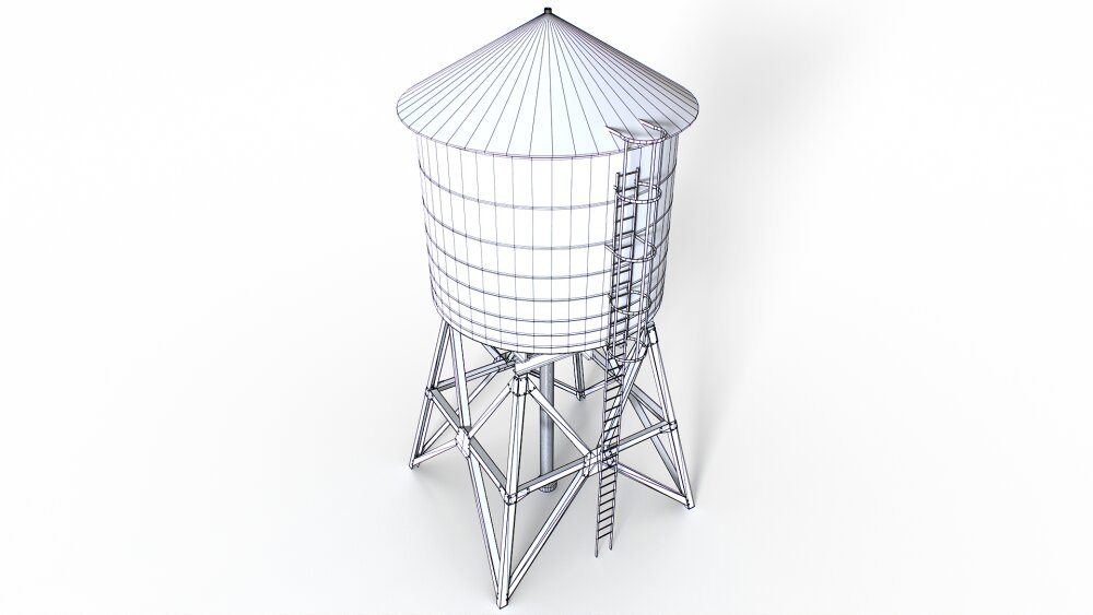 Vintage Rooftop Water Tower 3D model - Download Infrastructure ...