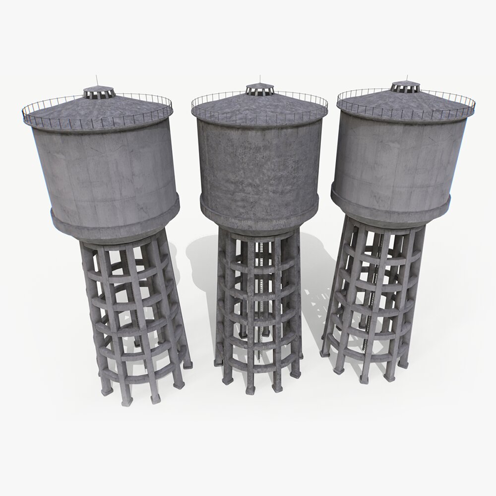 Concrete Water Tower Collection 3D model - Download Buildings on ...