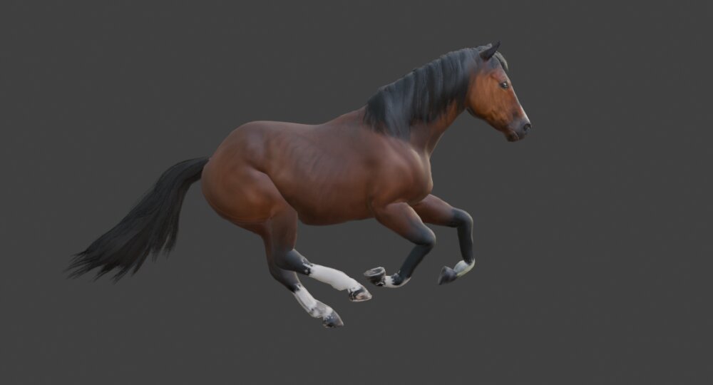 Realistic Animated Brown Horse 3D model - Download Mammals on 3DModels.org