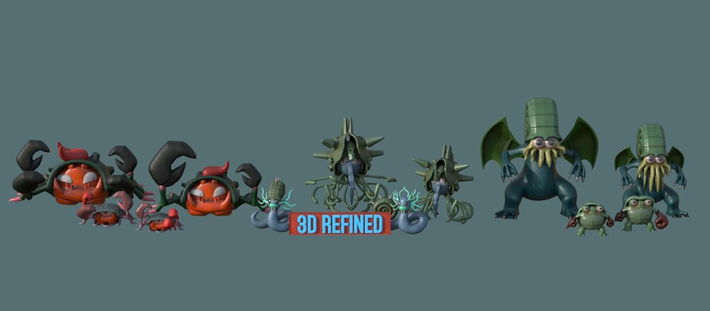 Creature Bundles- Water and Sea Monsters- Evolution Variety Pack 3D ...
