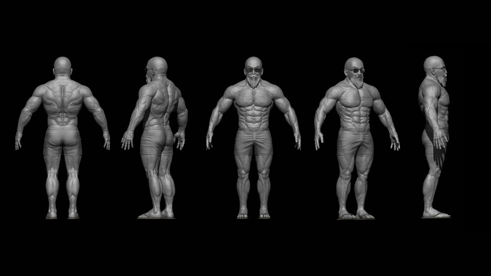 Roshi Buff Male Character 3D 모델 - 다운로드 Character on 3DModels.org