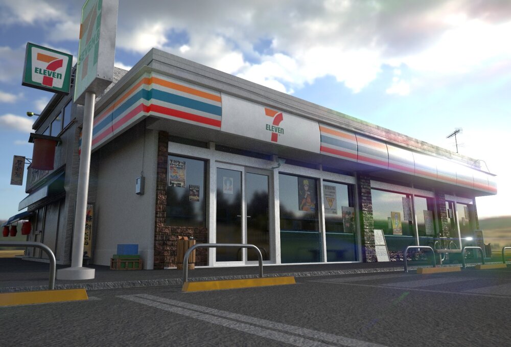Magasin 7-Eleven sur Rue Modèle 3D - Télécharger Bâtiment on 3DModels.org