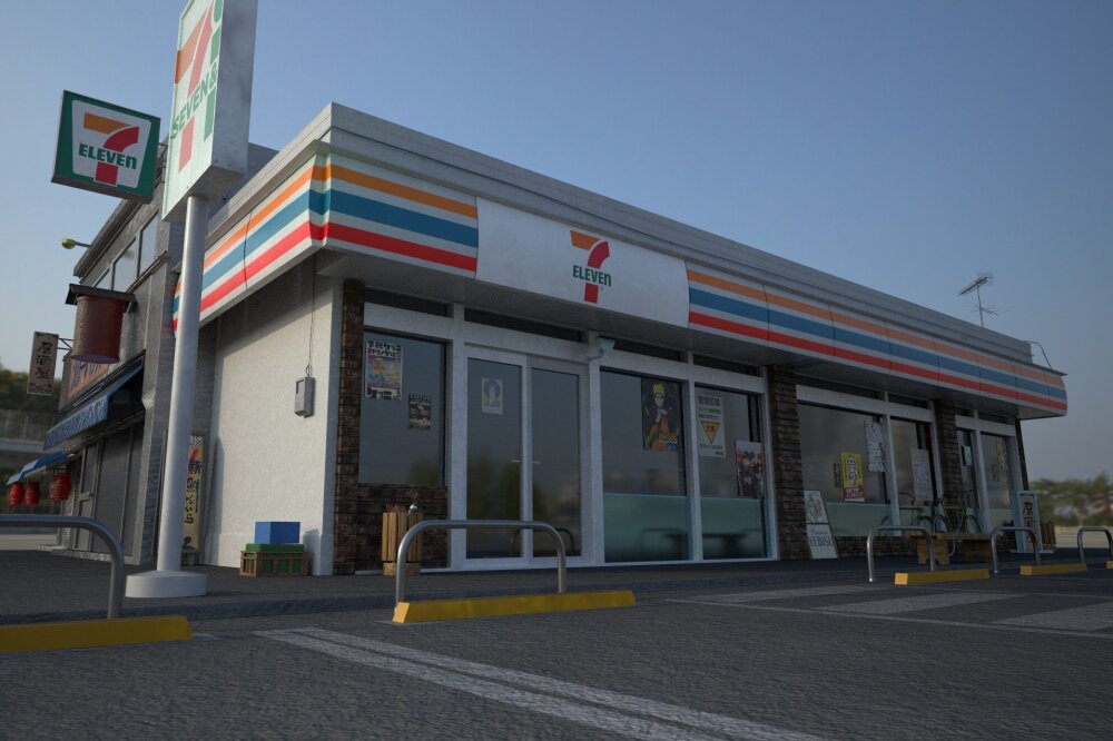 Magasin 7-Eleven sur Rue Modèle 3D - Télécharger Bâtiment on 3DModels.org