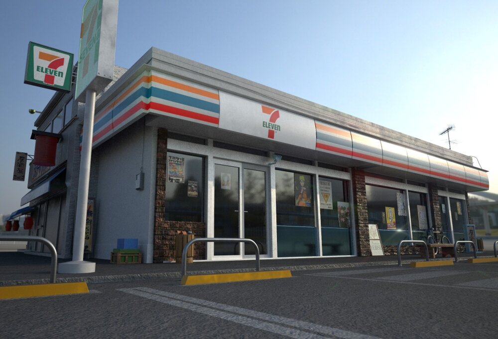 Magasin 7-Eleven sur Rue Modèle 3D - Télécharger Bâtiment on 3DModels.org