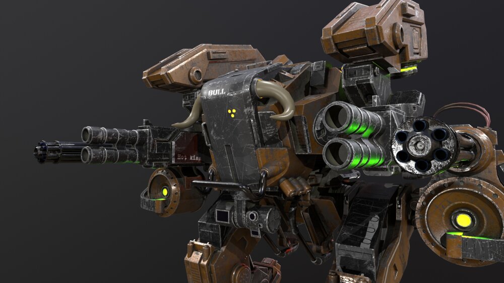 Mech de Combate Militar en Marrón Modelo 3D - Descargar Robots on ...