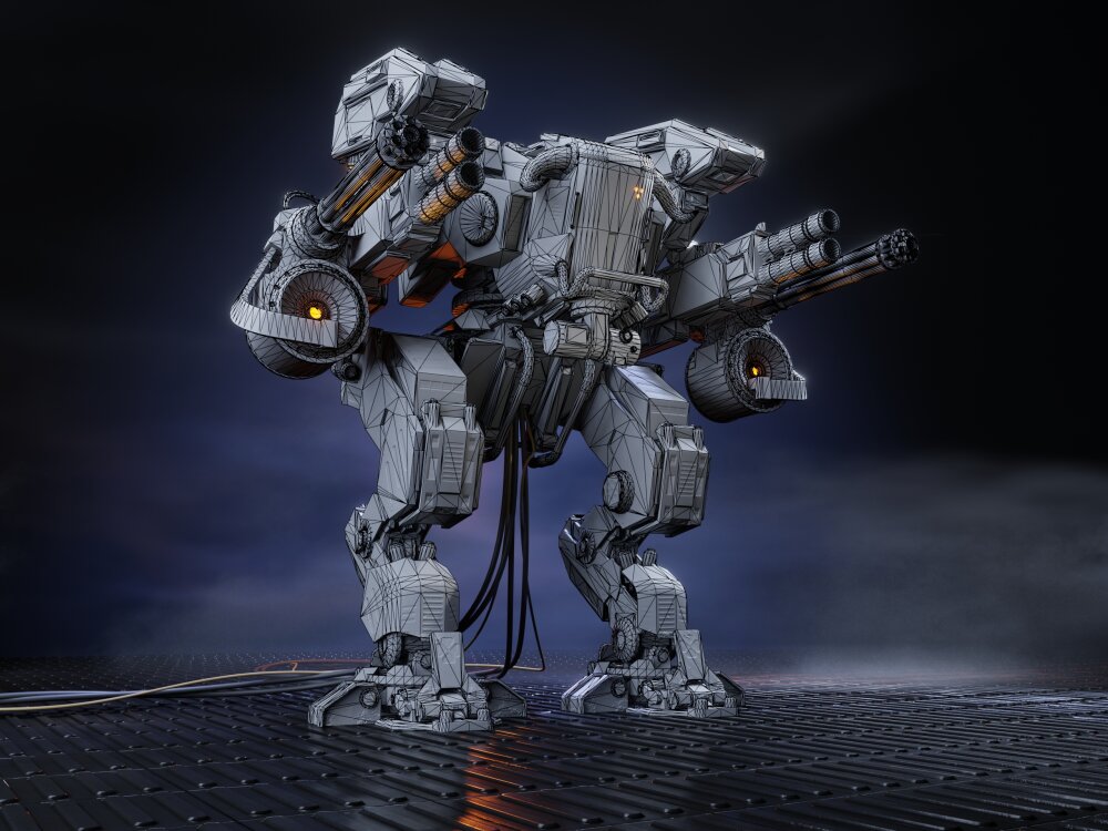 Mech de Combate Militar en Marrón Modelo 3D - Descargar Robots on ...