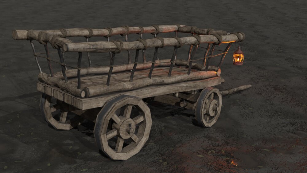 Set of Stylized Medieval Carts with a Lamp and a Load 3D model ...