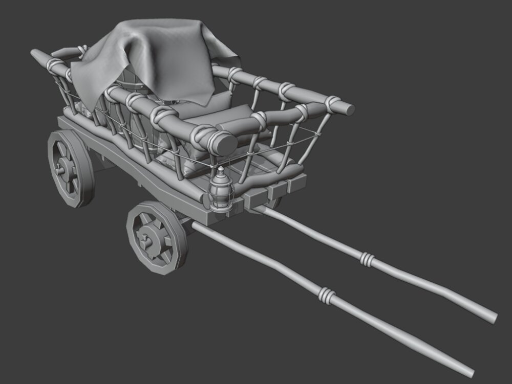 Stylized Medieval Cart with a Lamp and a Load 3D model - Download ...