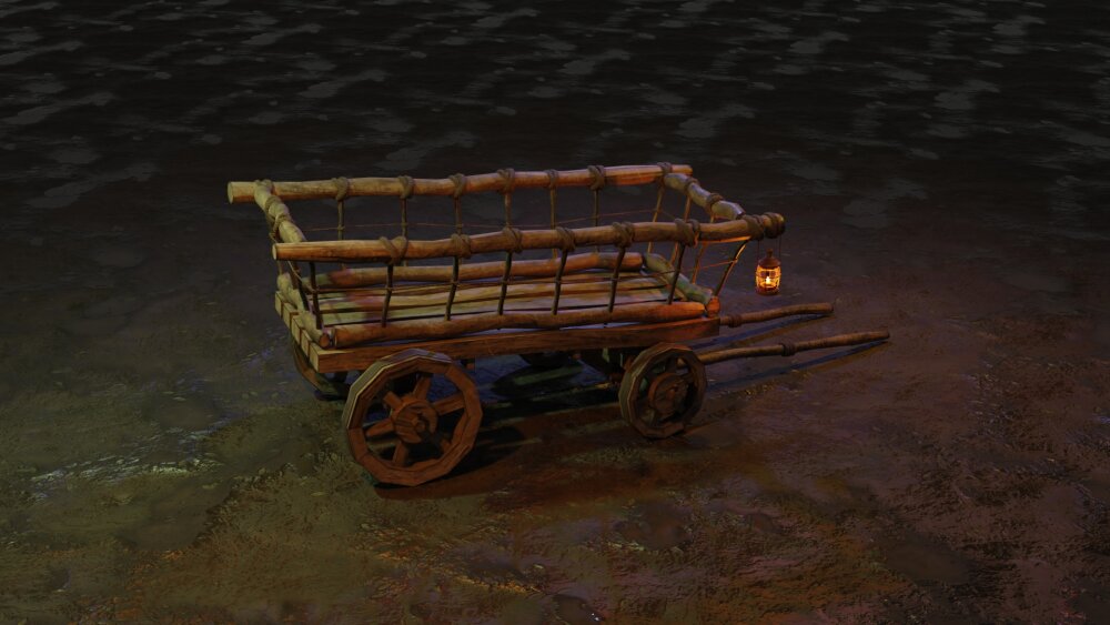 Stylized Medieval Cart with A Lamp 3D model - Download Trailer on ...