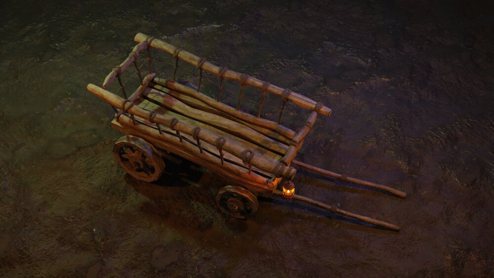 Stylized Medieval Cart with A Lamp 3D model - Download Trailer on ...
