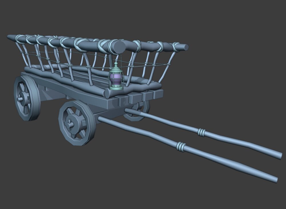 Stylized Medieval Cart with A Lamp 3D model - Download Trailer on ...