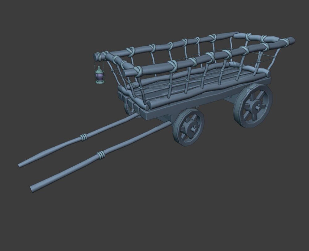 Stylized Medieval Cart with A Lamp 3D model - Download Trailer on ...