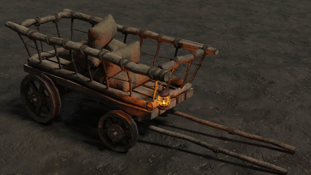 Stylized Medieval Cart with A Lamp and Bags 3D model - Download Trailer ...