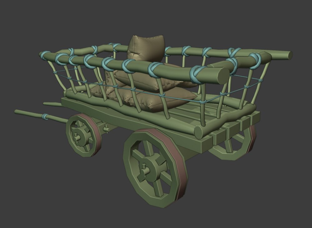 Stylized Medieval Cart with A Lamp and Bags 3D model - Download Trailer ...