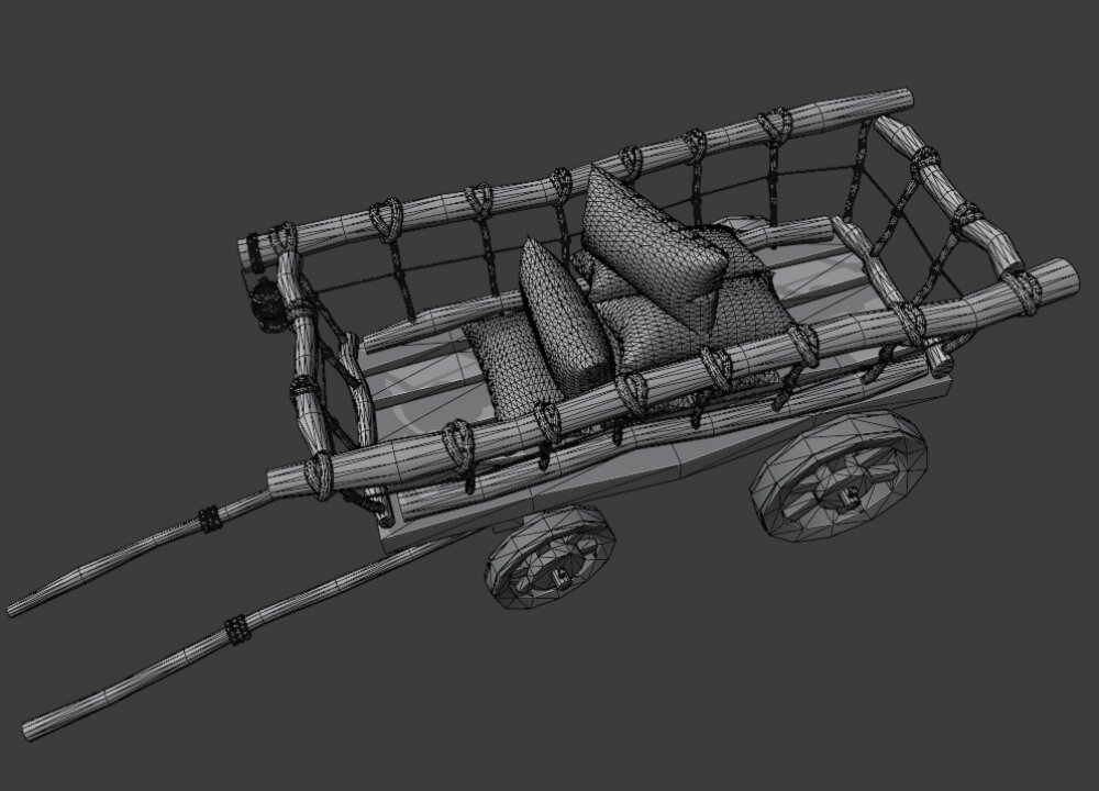 Stylized Medieval Cart with A Lamp and Bags 3D model - Download Trailer ...