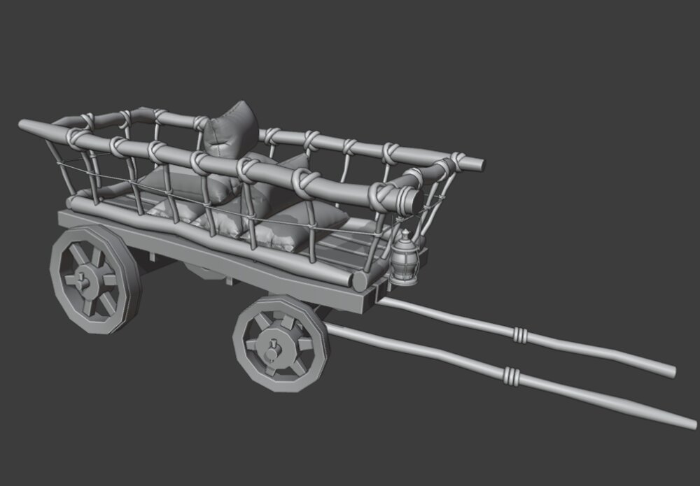 Stylized Medieval Cart with A Lamp and Bags 3D model - Download Trailer ...