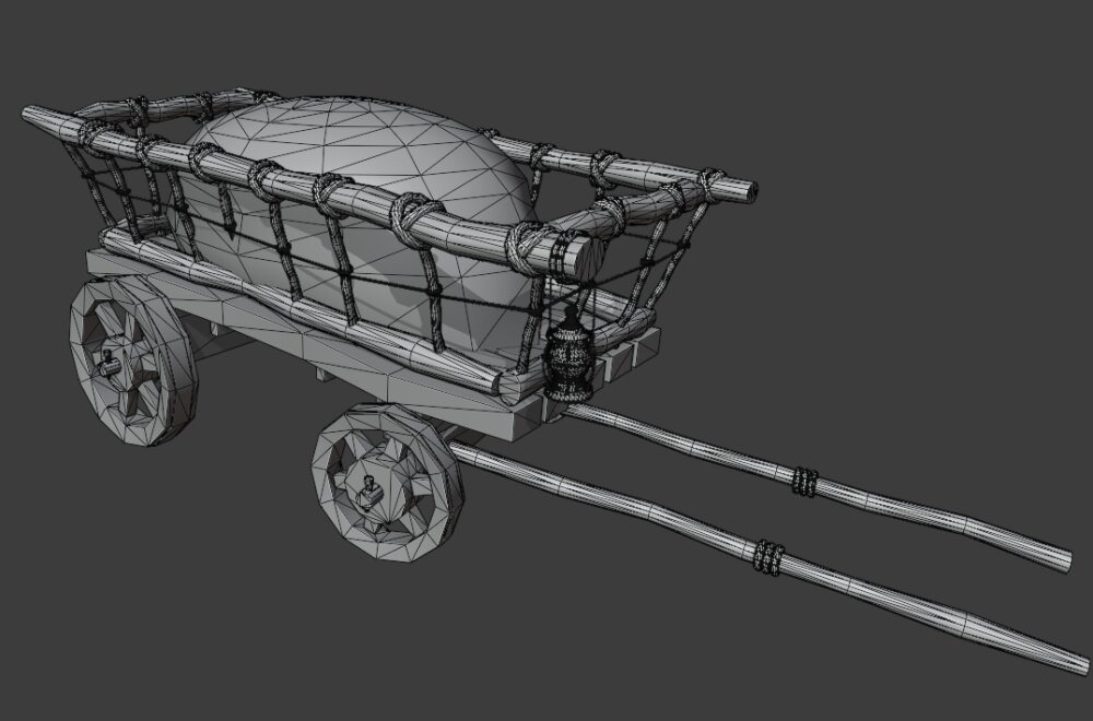 Stylized Medieval Cart with A Lamp and Hay 3D model - Download Trailer ...