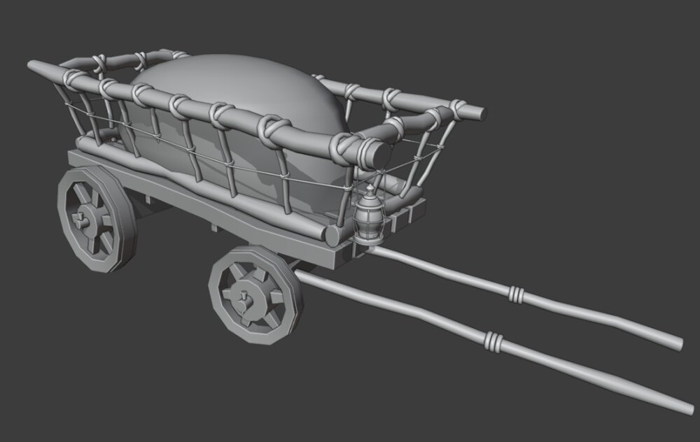 Stylized Medieval Cart with A Lamp and Hay 3D model - Download Trailer ...