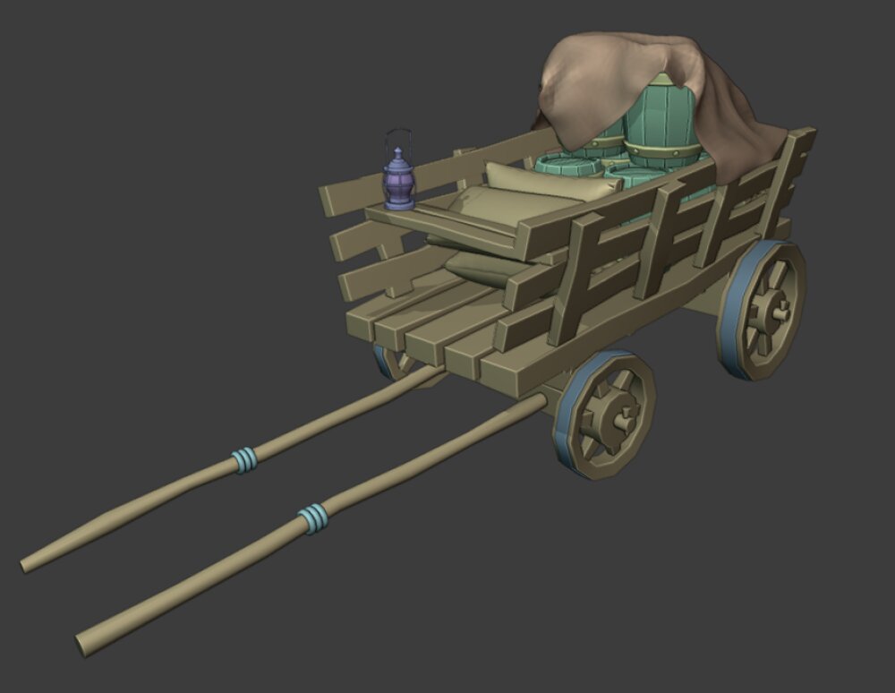 Stylized Medieval Cart with Barrel and Cargo Items 3D model - Download ...