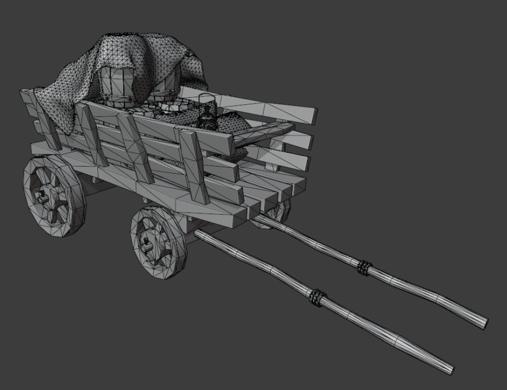 Stylized Medieval Cart with Barrel and Cargo Items 3D model - Download ...