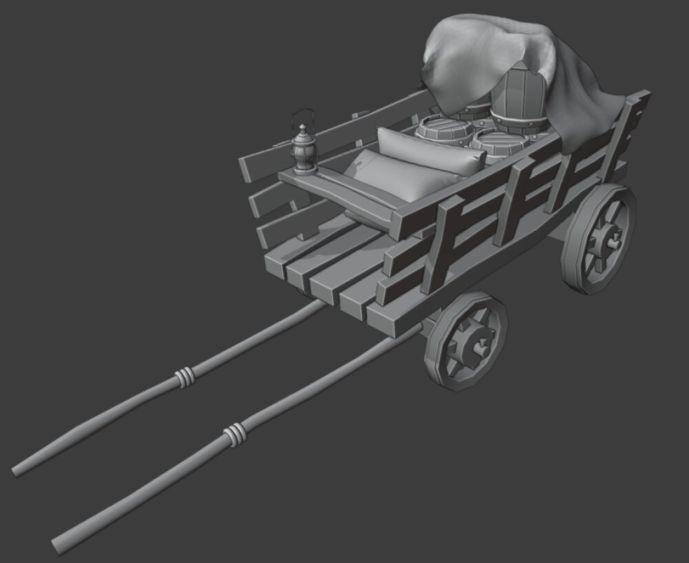 Stylized Medieval Cart with Barrel and Cargo Items 3D model - Download ...