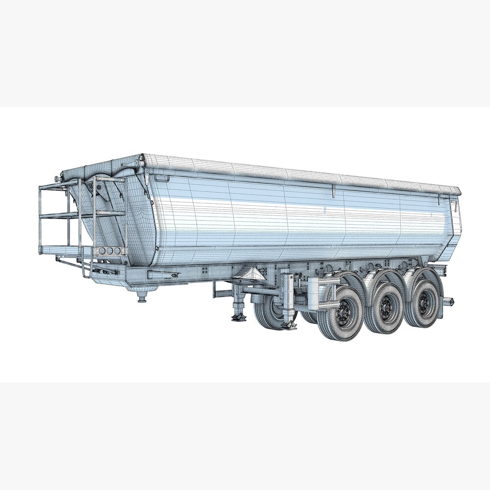 Tri-Axle Tipper Trailer with Hydraulic Lift System 3D model - Download ...