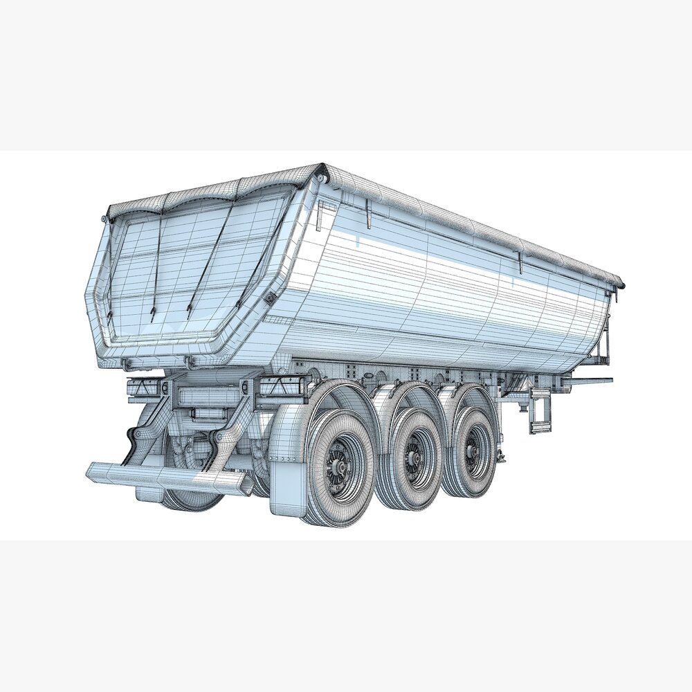 Tri-Axle Tipper Trailer with Hydraulic Lift System 3D model - Download ...