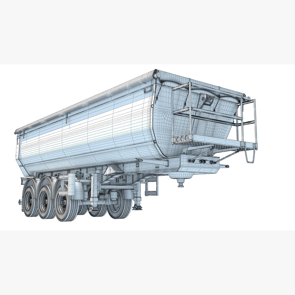 Tri-Axle Tipper Trailer with Hydraulic Lift System 3D model - Download ...