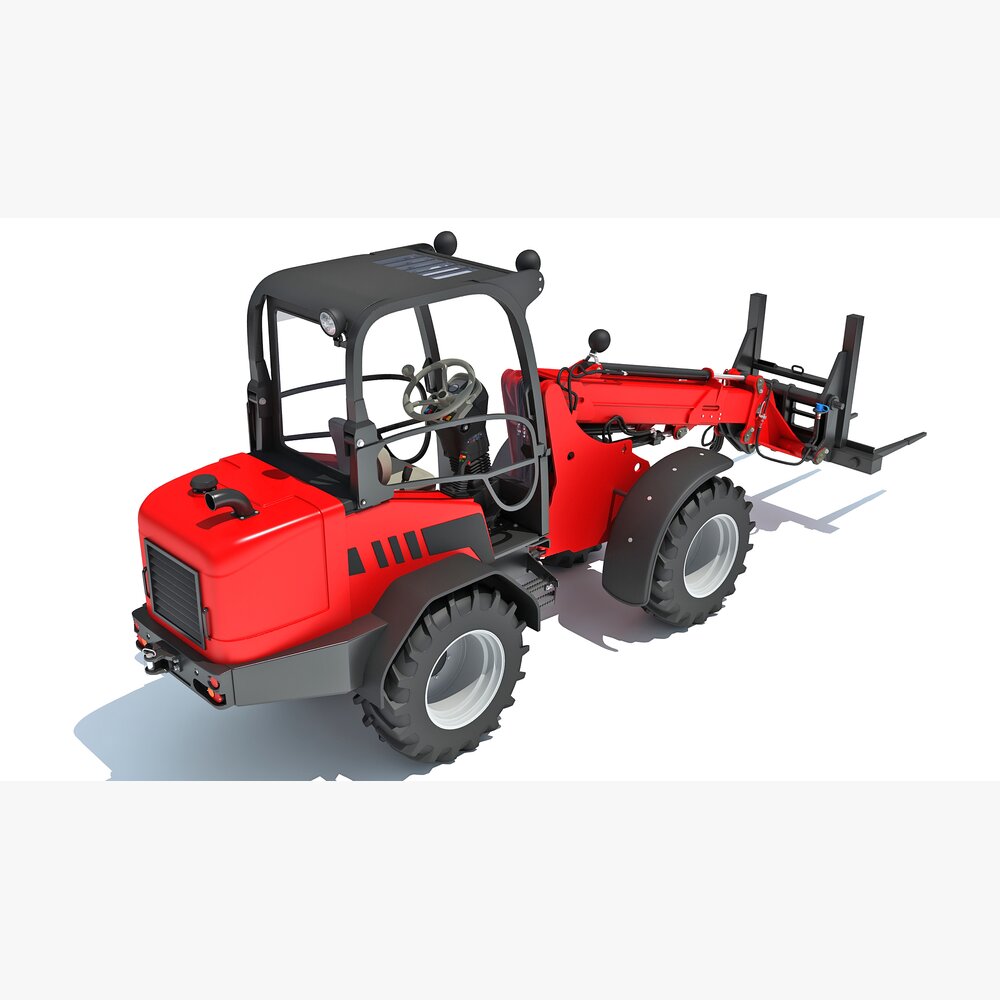 Telescopic Handler With Wheel Forklift 3D model - Download Tractor on ...