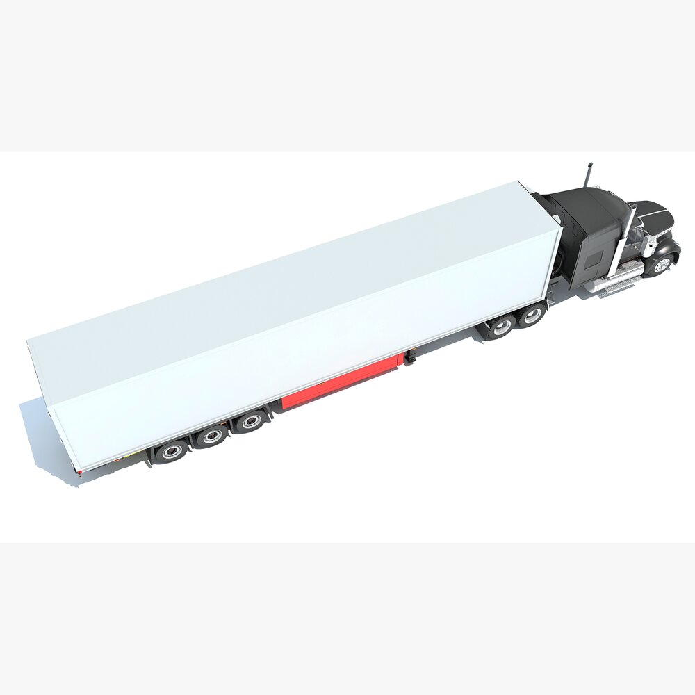 Gray Semi-Truck With White Reefer Trailer 3D model - Download Truck on ...