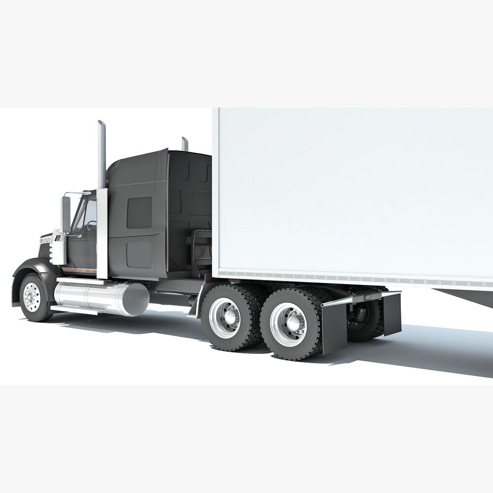 Gray Semi-Truck With White Reefer Trailer 3D model - Download Truck on ...