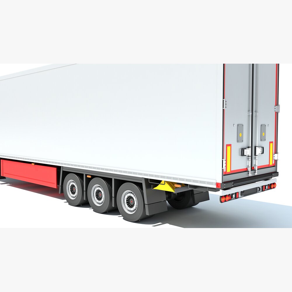 Gray Semi-Truck With White Reefer Trailer 3D model - Download Truck on ...