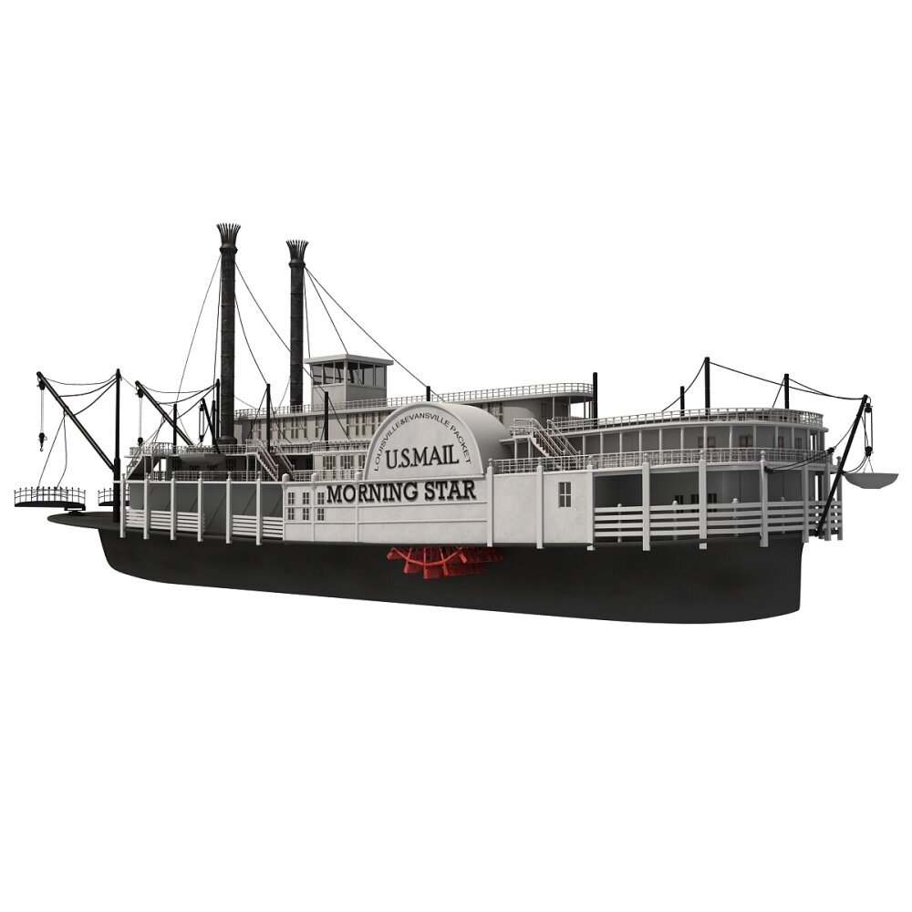 Paddle Steamer River Boat 3D model - Download Steamboat on 3DModels.org