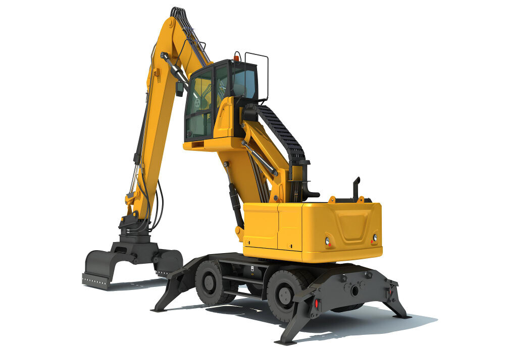 Yellow Material Handler 3D model - Download Tractor on 3DModels.org