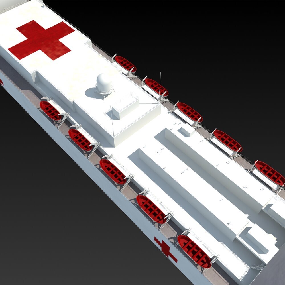 Usns Mercy Hospital Ship T-ah-19 3D model - Download Service ship on ...