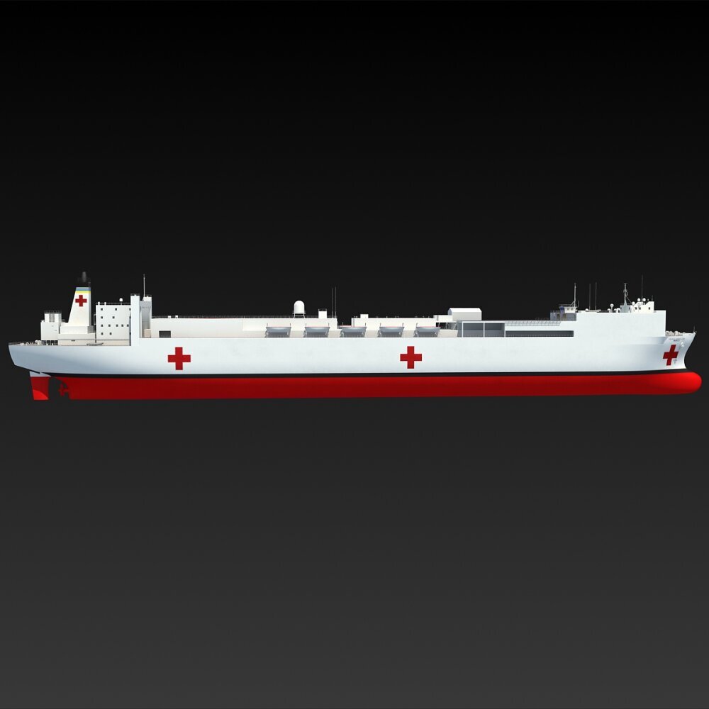 Usns Mercy Hospital Ship T-ah-19 3D model - Download Service ship on ...