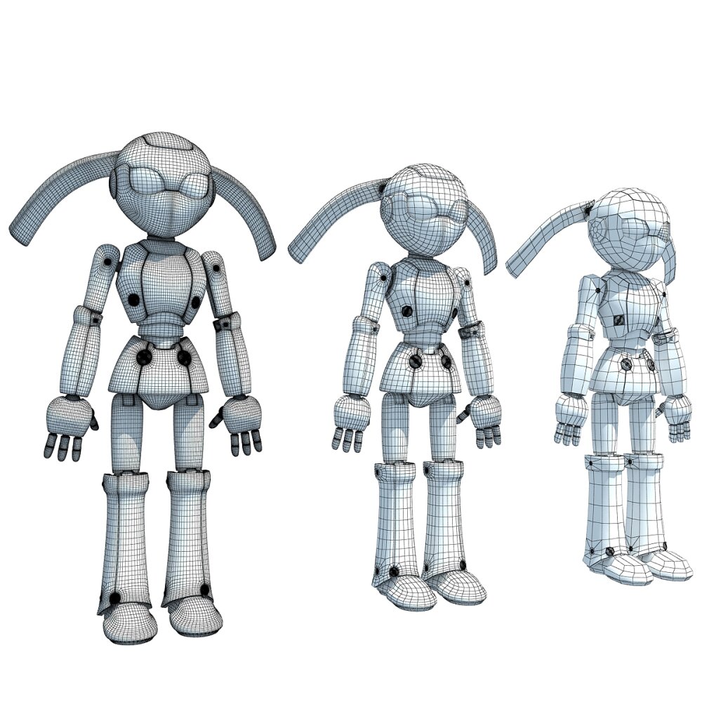 Humanoid Robot with Red Accents and Dual Head Antennas 3D model ...