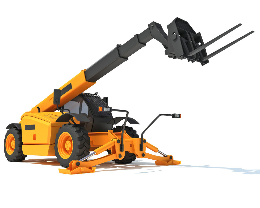 Yellow Telescopic Handler Forklift 3D 모델 - 다운로드 트랙터 on 3DModels.org