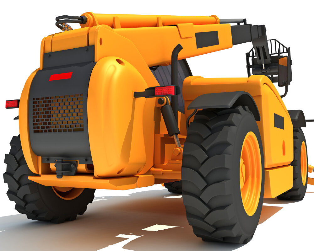 Yellow Telescopic Handler Forklift 3D model - Download Tractor on ...