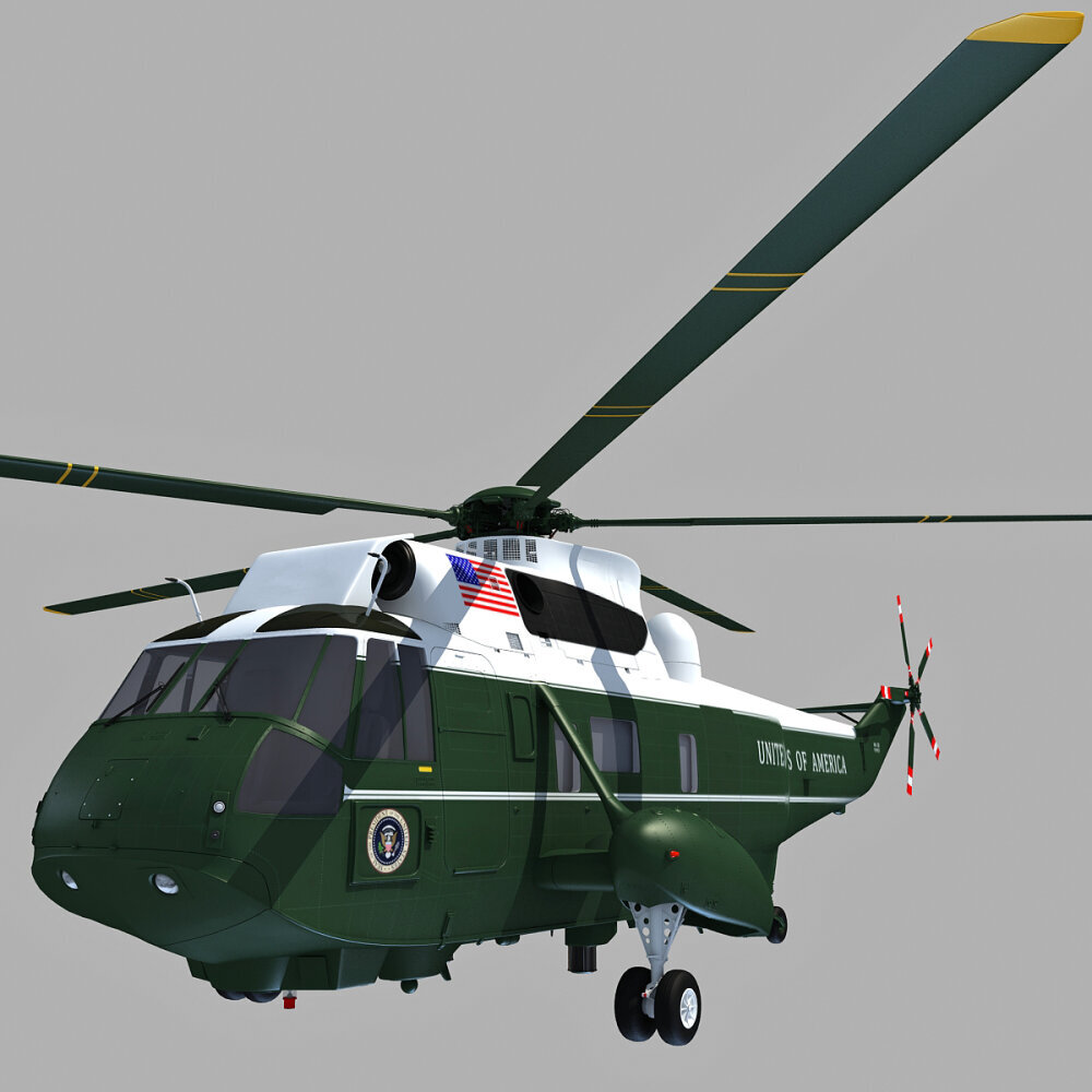 Presidential Aircraft Marine One 3D model - Download Helicopter on ...