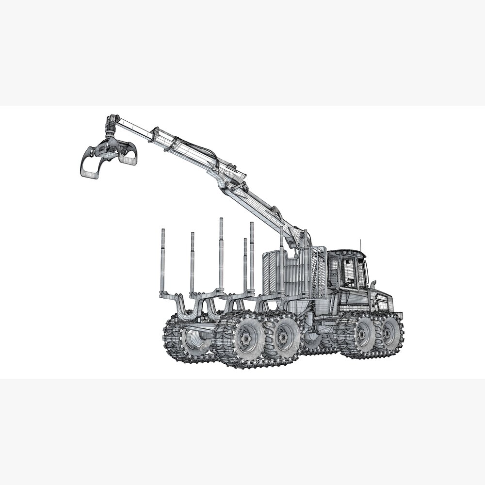 Logging Forwarder With Crane Arm 3D model - Download Tractor on ...