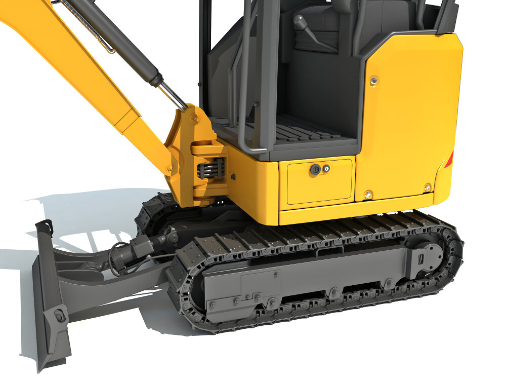 Mini Excavator with Canopy and Extendable Arm 3D model - Download ...